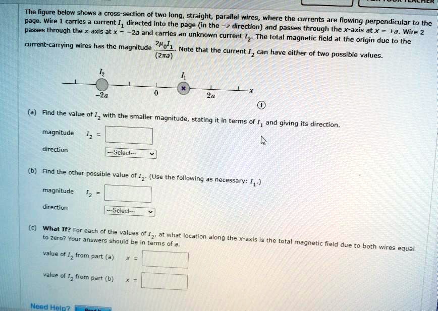 The figure below shows a cross-section of two long, straight, parallel ...