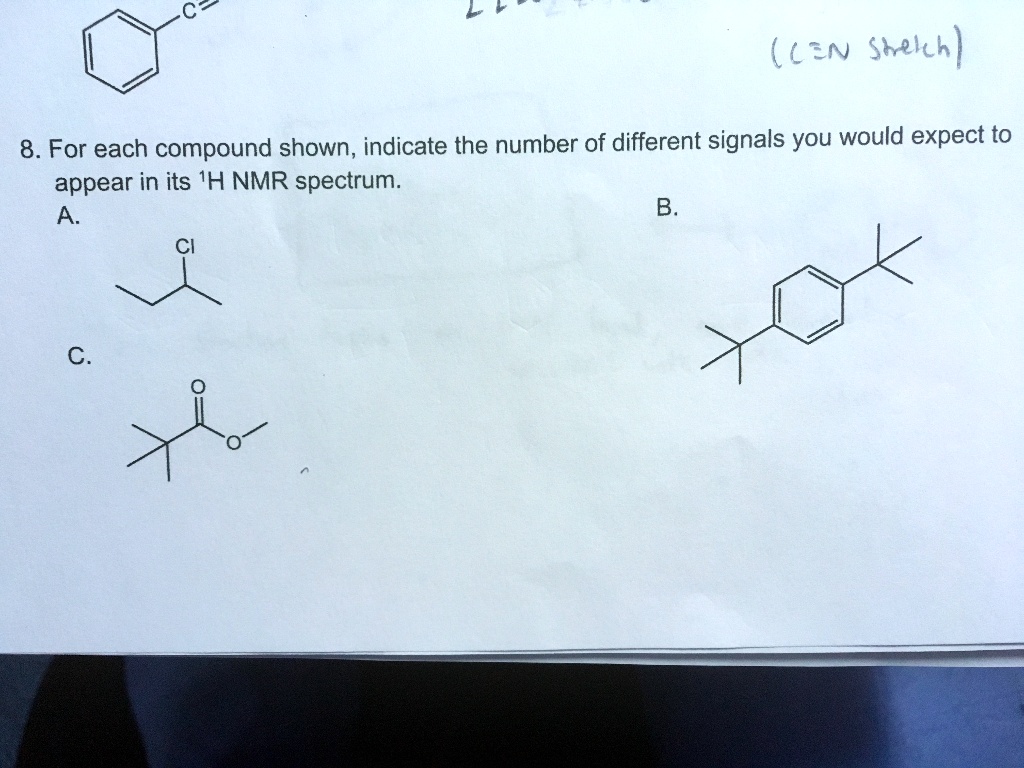 SOLVED: For each compound shown, indicate the number of different signals you would expect to ...