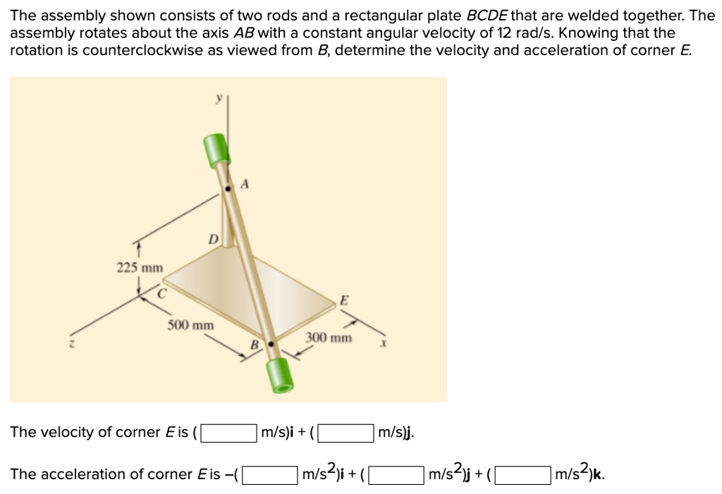 the assembly shown consists of two rods and a rectangular plate bcde that are welded together ...