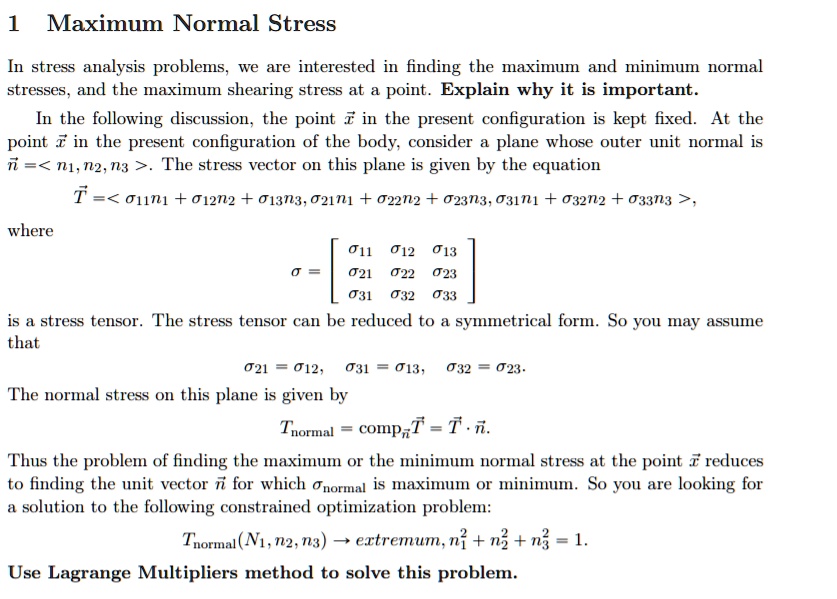 Maximum Normal Stress Analysis Problems Finding The Maximum And