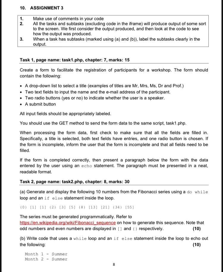 SOLVED: Texts: 10. ASSIGNMENT 3 1. 2. Make use of comments in your code. All the tasks and ...