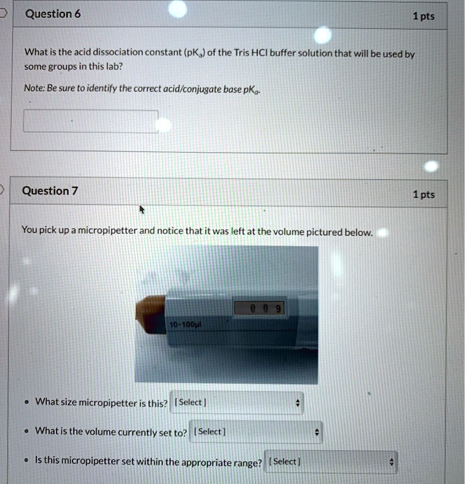 SOLVED: Question 6 1pts What is the acid dissociation constant (pKa) of ... SOLVED: Question 6 1pts What is the acid dissociation constant (pKa) of ...