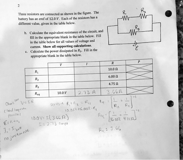 SOLVED: Three resistors are connected as shown in the figure. The ...