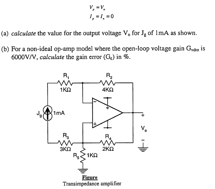 SOLVED: The op-amp in the Figure below is a transimpedance amplifier that has both positive and ...