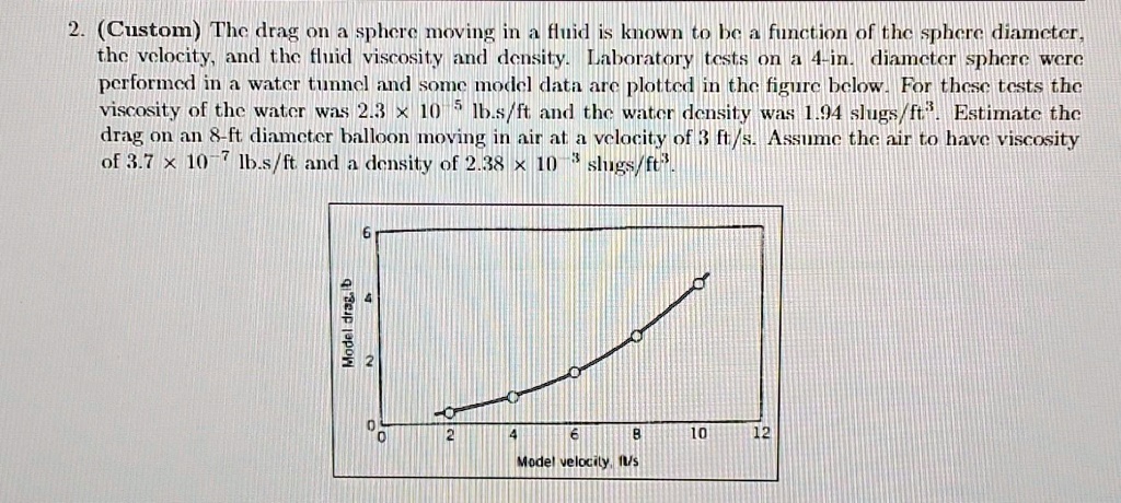 SOLVED: 2. (Custom) The drag on a sphere moving in a fluid is known to ...