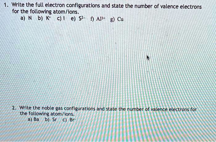 SOLVED: Write the full electron configurations and state the number of ...