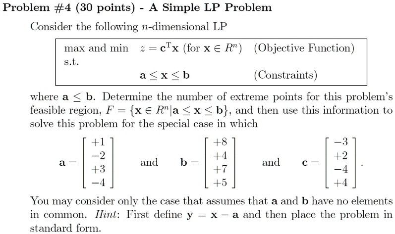 Problem 4 30 Points A Simple Lp Problem Consider The Following N