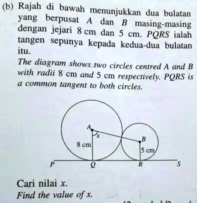 SOLVED: The diagram below shows two circles centered at A and with radii of 8 cm and 5 cm ...