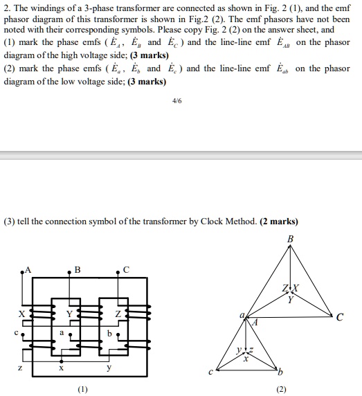 SOLVED: The windings of a 3-phase transformer are connected as shown in ...