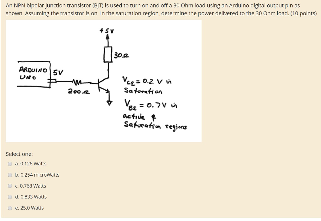 SOLVED: An NPN bipolar junction transistor (BJT) is used to turn on and ...