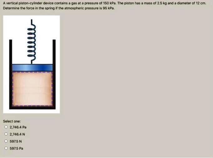SOLVED: A vertical piston-cylinder device contains a gas at a pressure ...