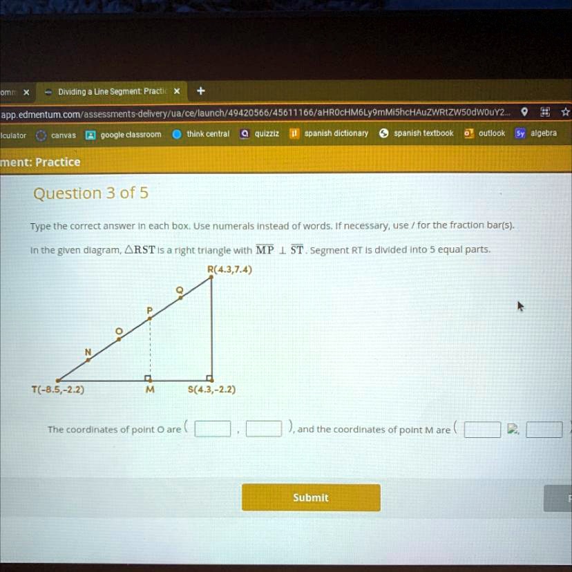 SOLVED: Type the correct answer in each box. In the given diagram, RST is a right triangle with ...