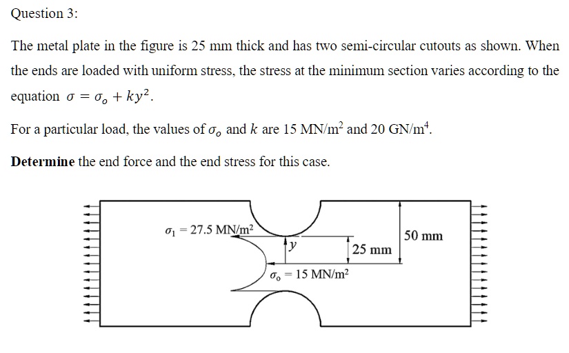 SOLVED: Question 3: The metal plate in the figure is 25 mm thick and ...