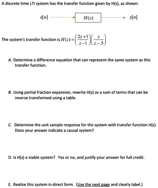 SOLVED: A discrete-time LTI system has the transfer function given by H(z), as shown: x[n] H(z ...