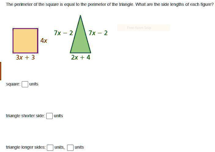 The perimeter of the square is equal to the perimeter of the triangle ...