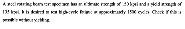 SOLVED: A steel rotating beam test specimen has an ultimate strength of ...
