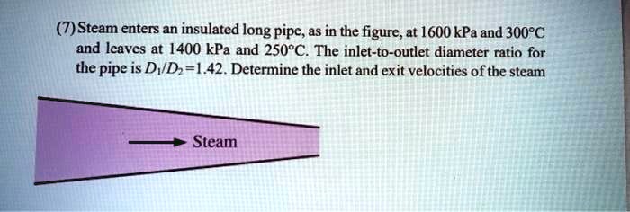 SOLVED: Steam enters an insulated long pipe, as shown in the figure, at ...