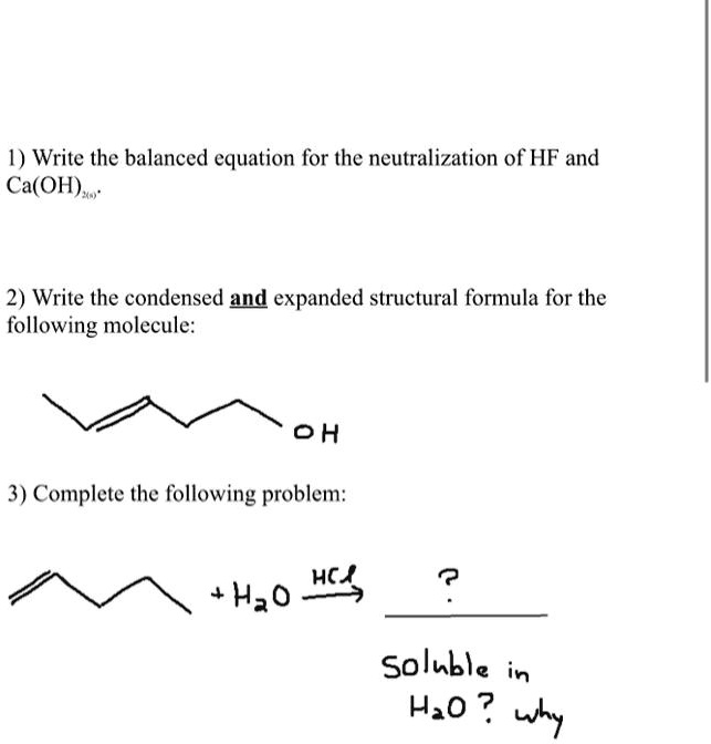 1 write the balanced equation for the neutralization of hf and caoh 2 ...