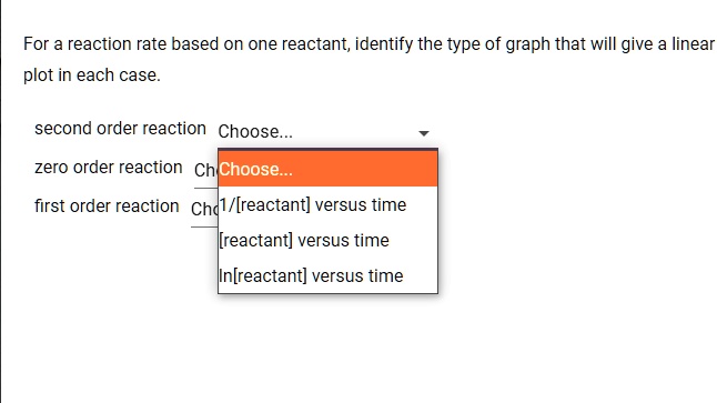 For A Reaction Rate Based On One Reactant Identify The Type Of Graph