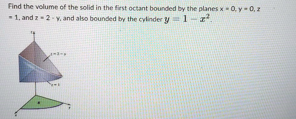 Find the volume of the solid in the first octant bounded by the planes ...