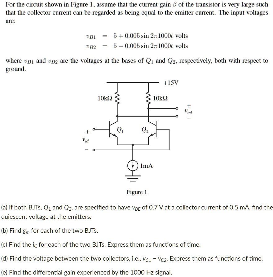 SOLVED: For the circuit shown in Figure 1,assume that the current gain 3 of the transistor is ...