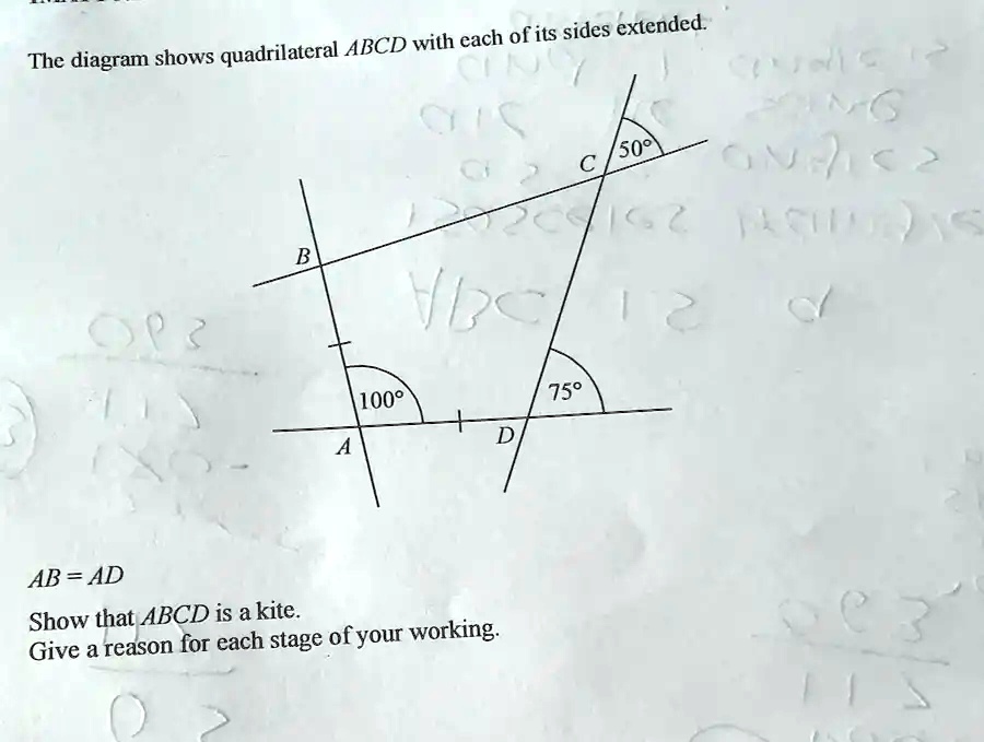The diagram shows quadrilateral ABCD with each of its sides extended ...