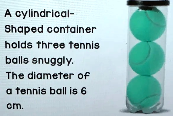 A cylindrical-Shaped container holds three tennis balls snuggly. The diameter of a tennis ball ...