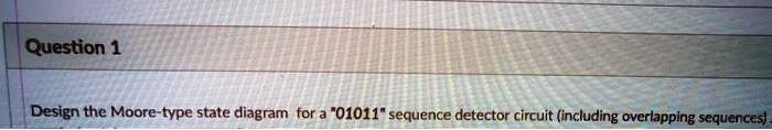 Design The Moore Type State Diagram For A 01011 Sequence Detector Circuit Including Overlapping