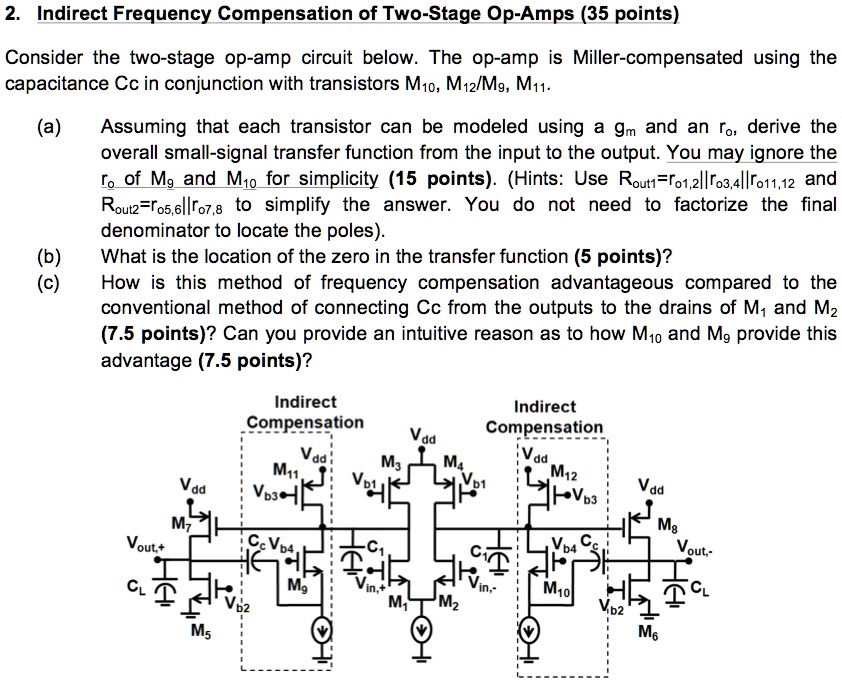 SOLVED: 2. Indirect Frequency Compensation of Two-Stage Op-Amps (35 ...