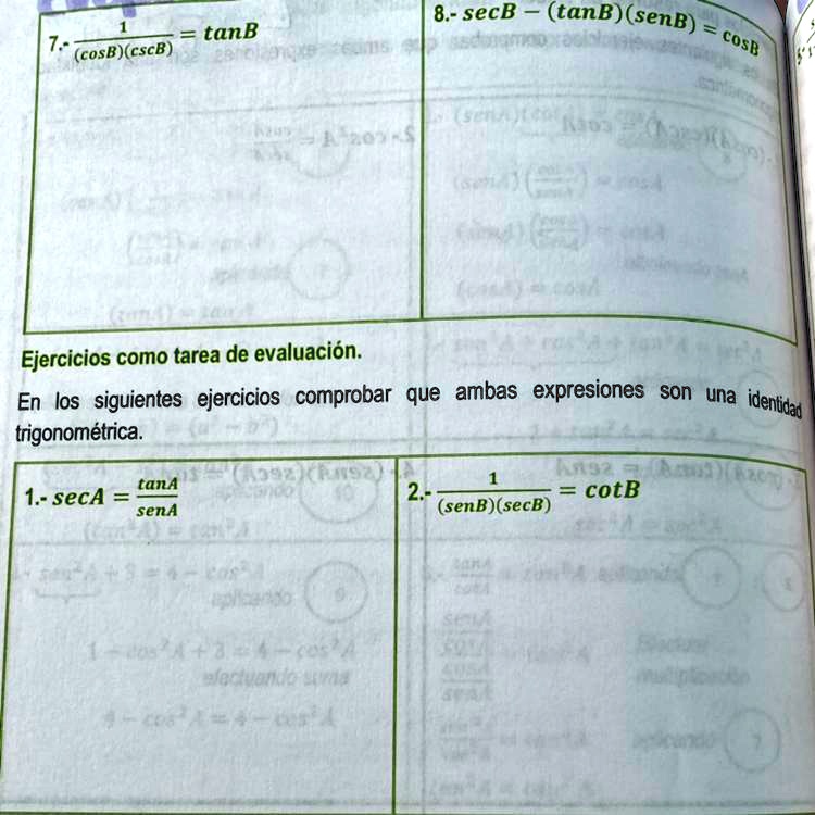 SOLVED: SOLO LOS DOS PRIMEROS DE ARRIBA ️ ️ !AYUDA! 8.- secB (tanB ...