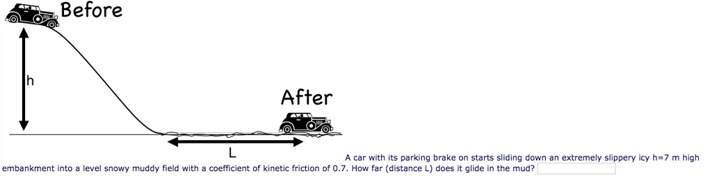 SOLVED: Before After car with its parking brake on starts sliding down ...