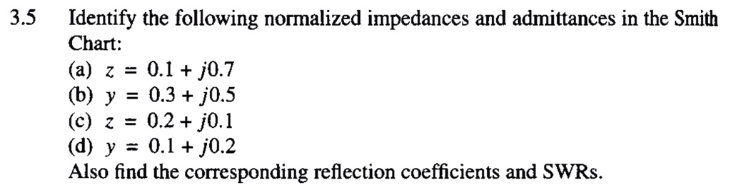 35 identify the following normalized impedances and admittances in the ...