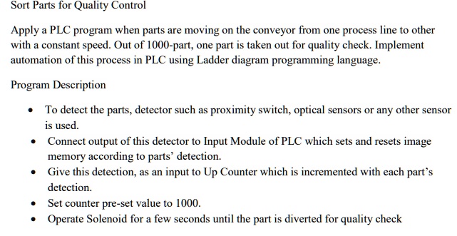 Sort Parts for Quality Control Apply a PLC program when parts are ...
