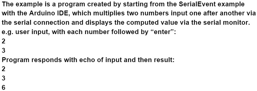The example is a program created by starting from the SerialEvent example with the Arduino IDE ...