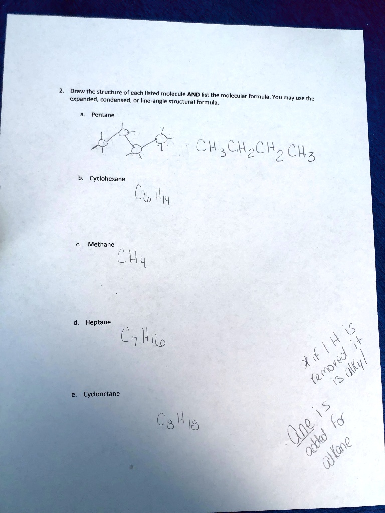 SOLVED: Draw the structure f each listed molecule AND list the molecular expanded condensed ...