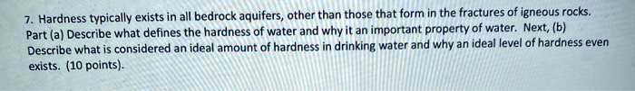 hardness typically exists in all bedrock aquifers other than those that ...