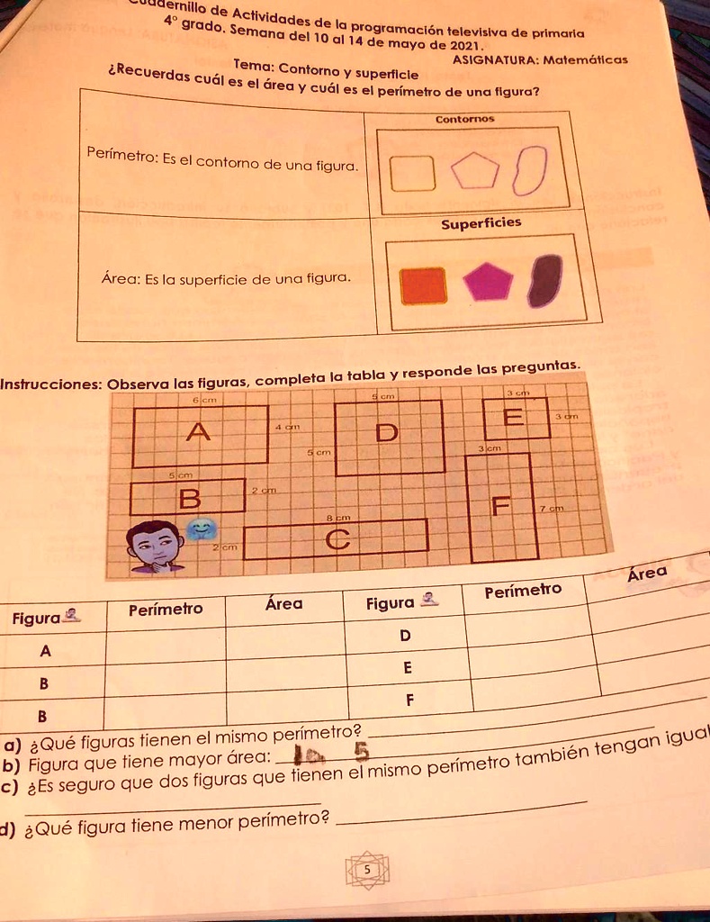 SOLVED: de 2021 ASIGNATURA. Matemáticas Tema: Contorno y superficie ...