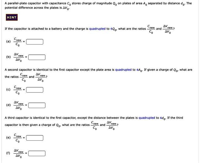 parallel plate capacitor with capacitance 5ones charge magnitude ...