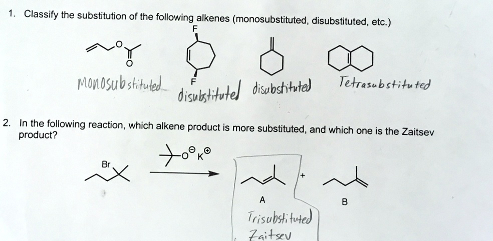 SOLVED: Classify the substitution of the following alkenes ...