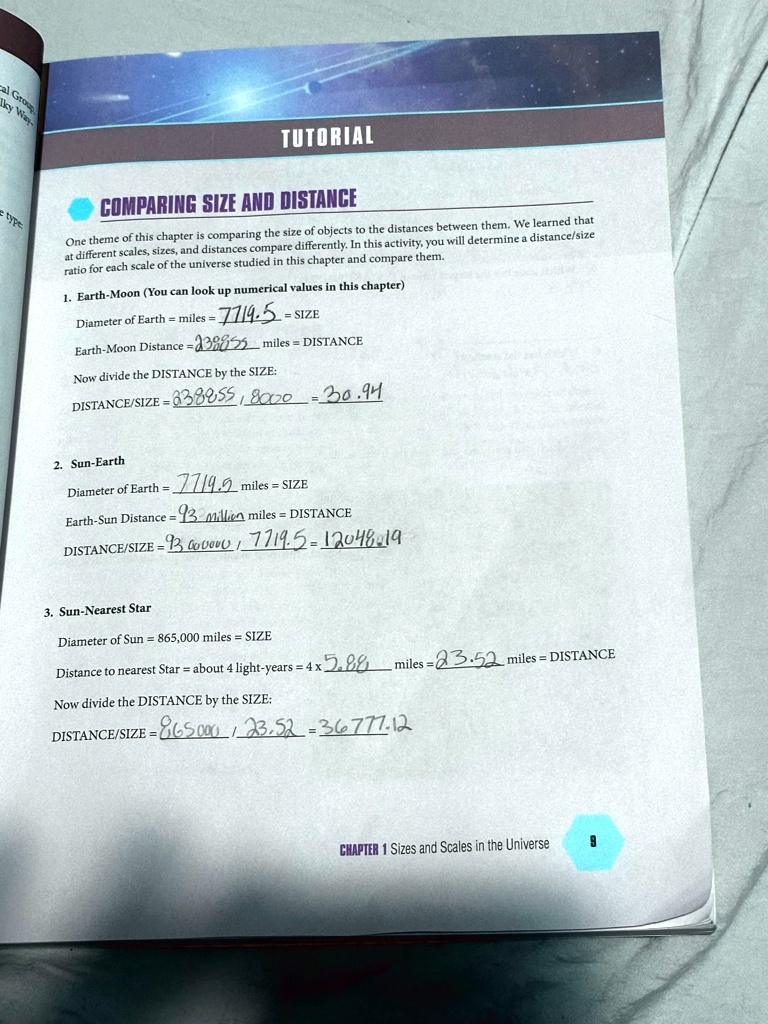 Comparing Size and Distance One theme of this chapter is comparing the ...