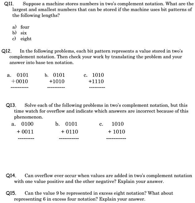 [GET ANSWER] Q11. Suppose a machine stores numbers in two's complement notation. What are the ...