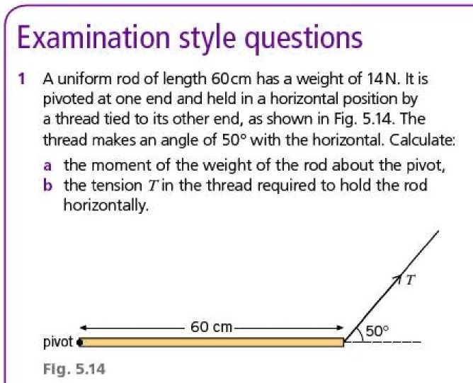 examination style questions a uniform rod of length 60cm has a weight ...