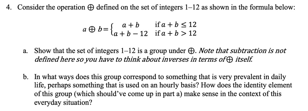 SOLVED: 4. Consider the operation W defined on the set of integers l–l2 ...