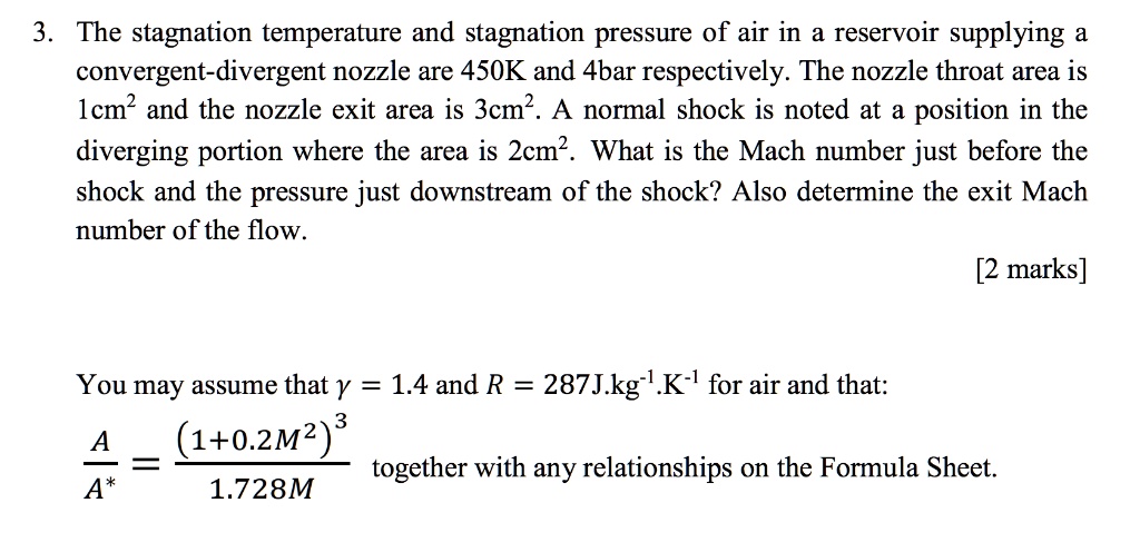 3. The stagnation temperature and stagnation pressure of air in a ...