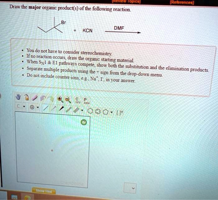 Draw the major organic product(s) of the following reaction. Br + KCN ...