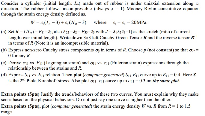 consider a cylinder initial length lo made out of rubber is under ...