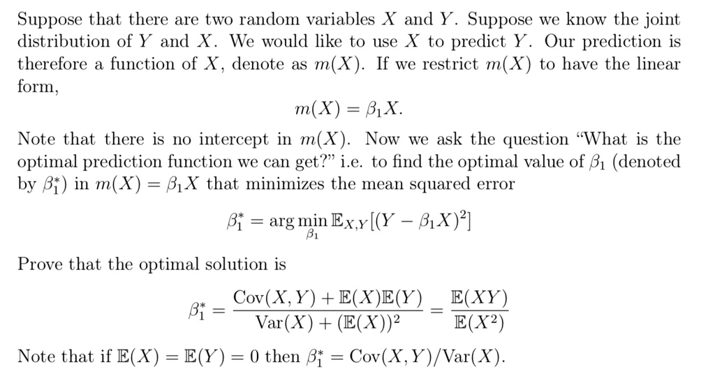 SOLVED: Suppose that there are two random variables X and Y . Suppose we know the joint ...