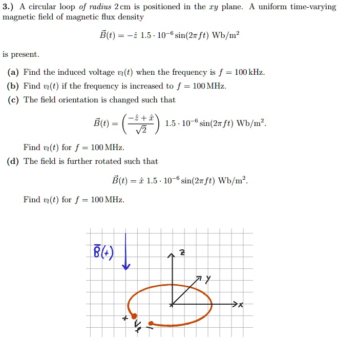 SOLVED: 3.) A circular loop of radius 2cm is positioned in the xy plane. A uniform time-varying ...