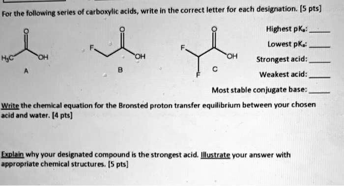 SOLVED:For the following serles of carboxylic acids, write In the ...
