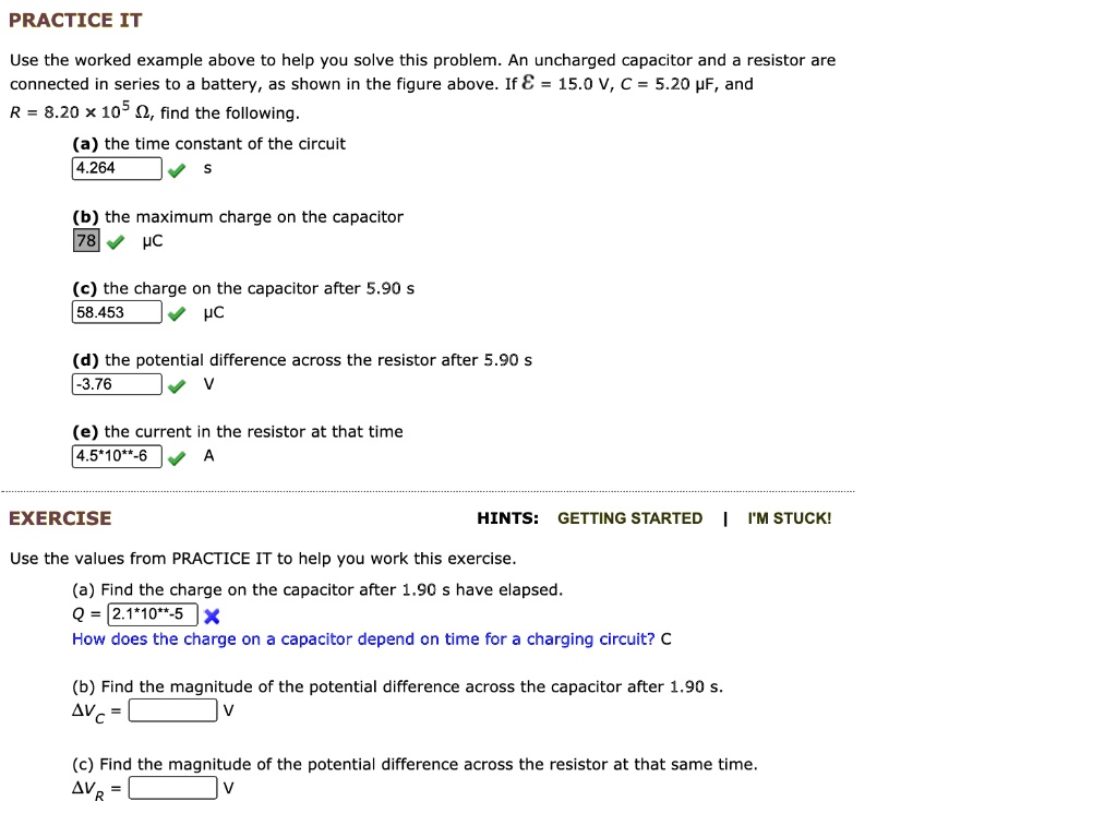 SOLVED: PRACTICE IT Use the worked example above to help you solve this problem: An uncharged ...